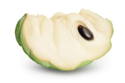 슬라이스 경로와 필드의 전체 깊이와 흰색 배경에 고립 설탕 사과 또는 커스터드 사과 슬라이스 이국적인 열대 아노나 또는 체리모야 과일 0명에 대한 스톡 사진 및 기타 이미지