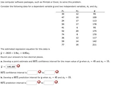 solved use computer software packages such as minitab or
