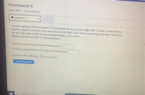 Solved Homework 6 Score 6 31 3 15 Answered Question 7 A