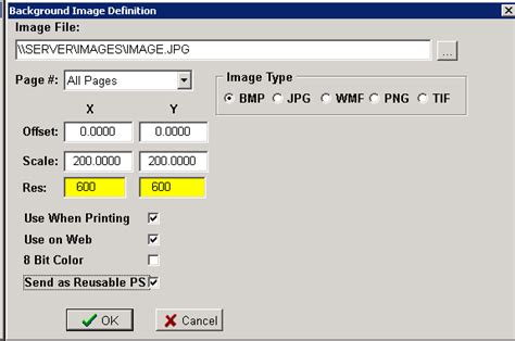 using post script image caching transformations support