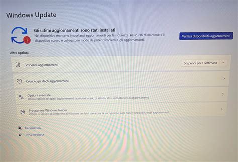 Aggiornamenti Installati Nel Dispositivo Mancano Importanti