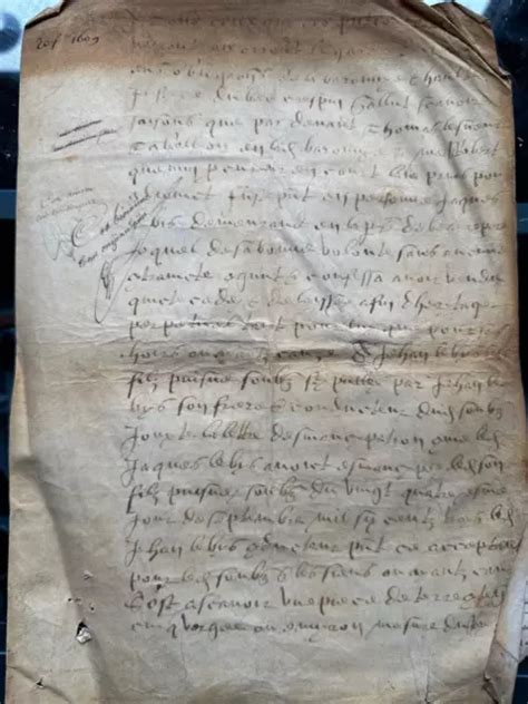 Originale Febbraio 20 1609 Antico Francese Ufficiale Handwritten
