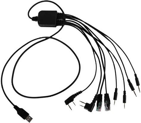Black Plastic 8 In 1 Usb Programming Cable Compatible For Walkie Talkie