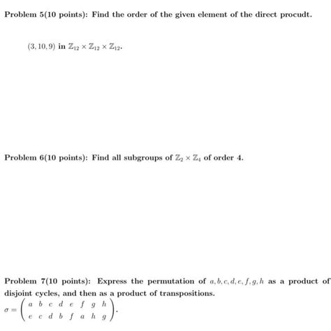 Solved Problem 510 Points Find The Order Of The Given