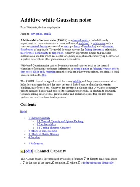 Additive White Gaussian Noise Pdf Telecommunications Engineering Statistical Theory