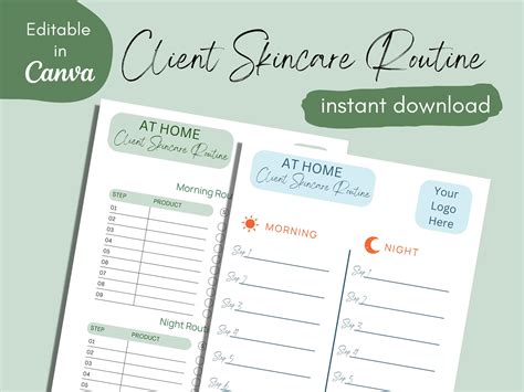 Editable Client Skincare Routine • Printabledigital • Esthetician