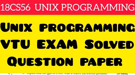 18cs56 Unix Programming Repeated Questions And Solutions 18cs56 Unix