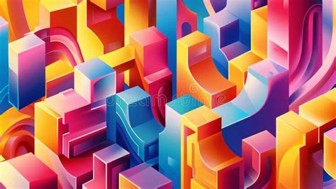Vibrant 3d Geometry A Play Of Overlapping Shapes And Saturated Hues