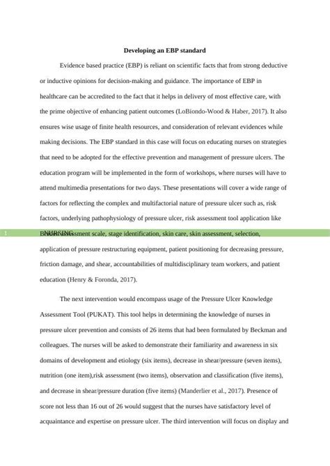 developing an evidence based practice ebp standard nursing assignment