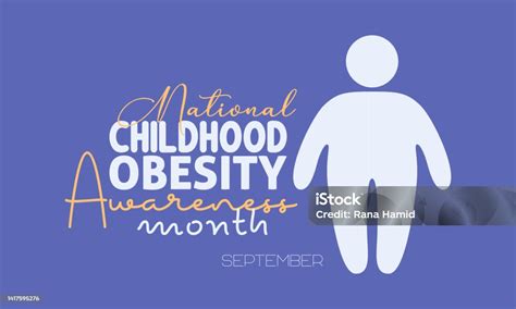 매년 9월에 관찰되는 전국 유년기 비만 인식의 달의 벡터 일러스트 레이 션 디자인 개념 비만증에 대한 스톡 벡터 아트 및 기타 이미지 비만증 어린 시절 아이콘