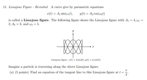 Solved 11 Lissajous Figure Revisited A Curve Give By