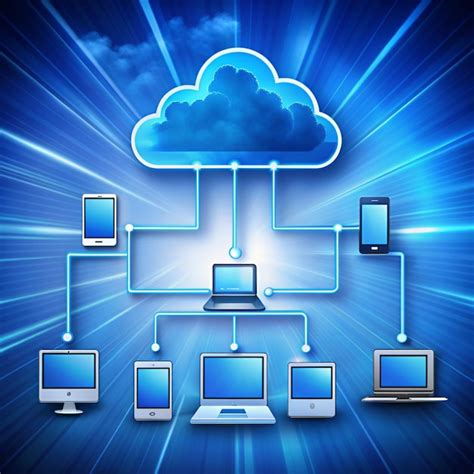 Cloud Computing Blueprint Digital Scheme With Cloud Devices Premium Ai Generated Image