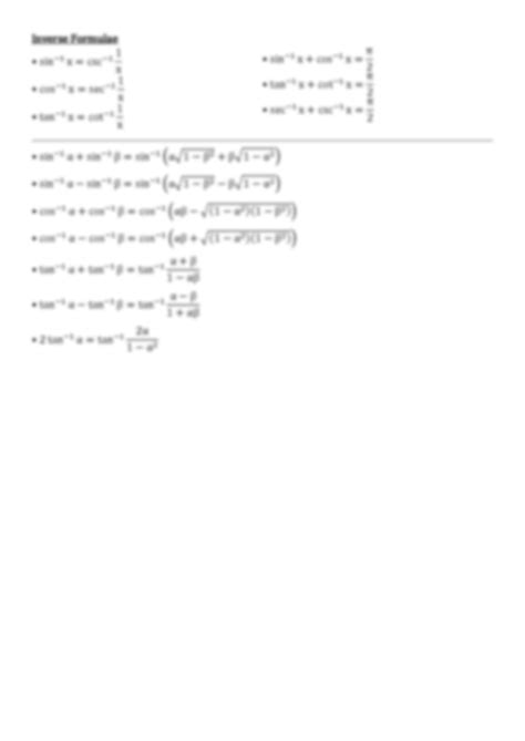 SOLUTION Trigonometry Formulas Studypool