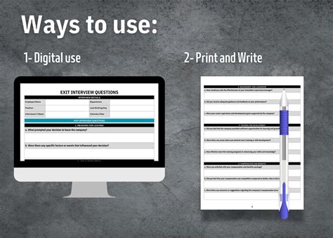 Exit Interview Questions Template Printable Employee Exit Etsy