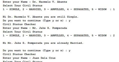 Free Programming Source Codes And Computer Programming Tutorials Civil Status Checker In Java