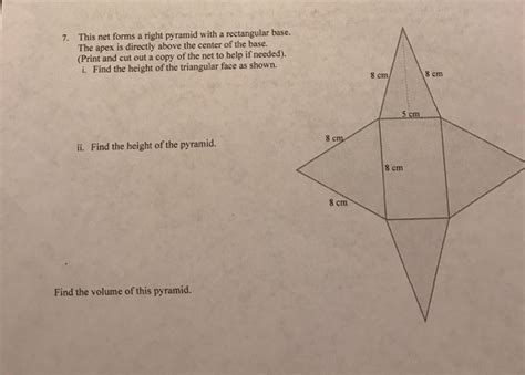 Solved This Net Forms A Right Pyramid With A Rectangular Chegg Com