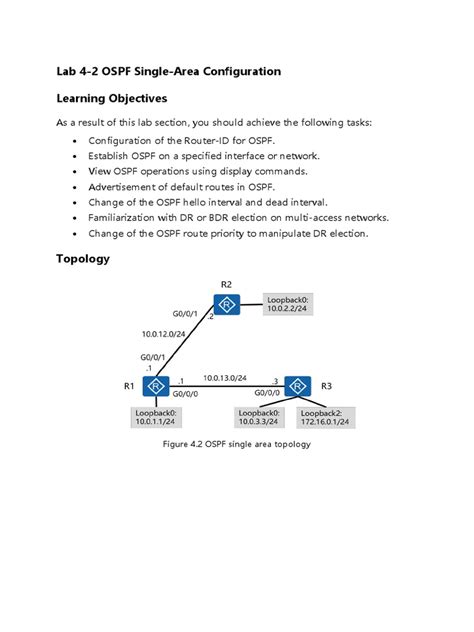 Lab 4 2 Ospf Single Area Configuration Learning Objectives Pdf Telecommunications Internet