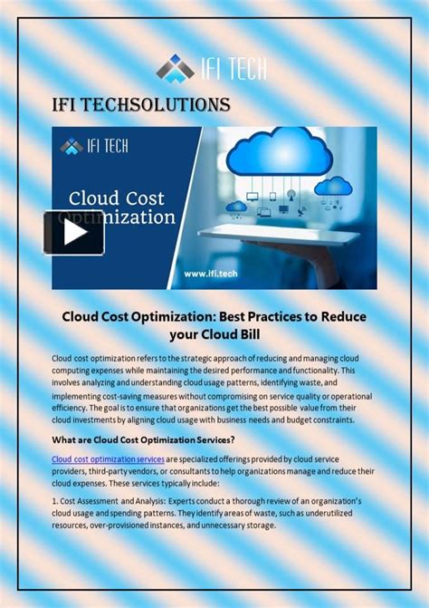Cloud Cost Optimization Best Practices To Reduce Your Cloud Bill 1 Presentation Free To