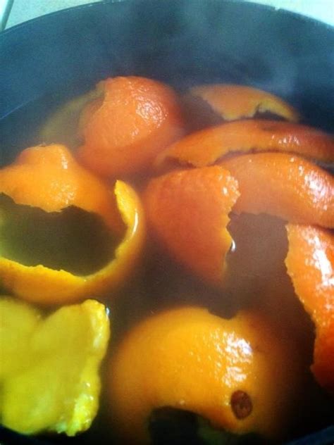 Homemade Potpourri Orange Peels And Vanilla Extract On The Stove Also