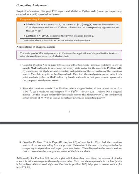 Solved Using MatLab Computing AssignmentRequired submission: | Chegg.com