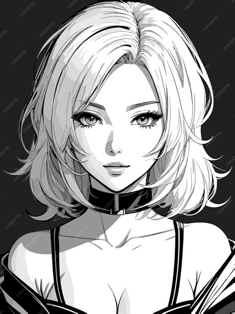 Premium Vector Cute Young Woman Sketch In Black And White Coloring