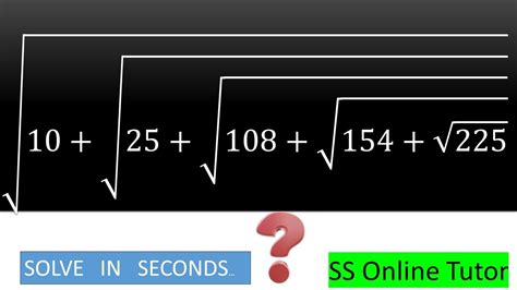 A Nice Square Root Problem Maths Problem Squarerootundersquareroot Ssonlinetutor