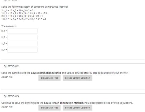 Solved Solve The Following System Of Equations Using Gauss