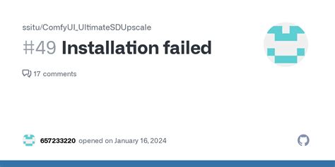 Installation Failed Issue Ssitu ComfyUI UltimateSDUpscale GitHub