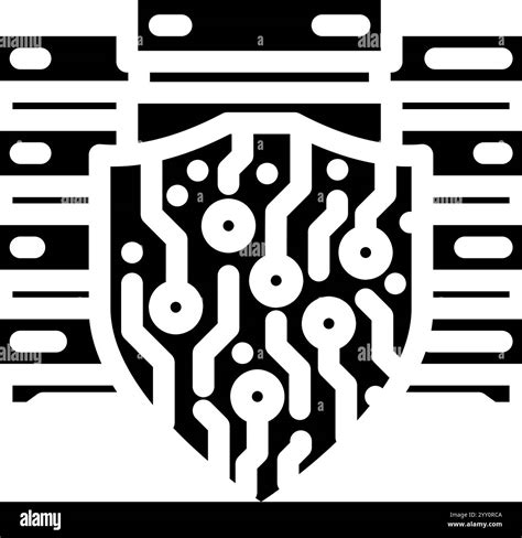 Cybersecurity Shield Data Center Glyph Icon Vector Illustration Stock Vector Image And Art Alamy