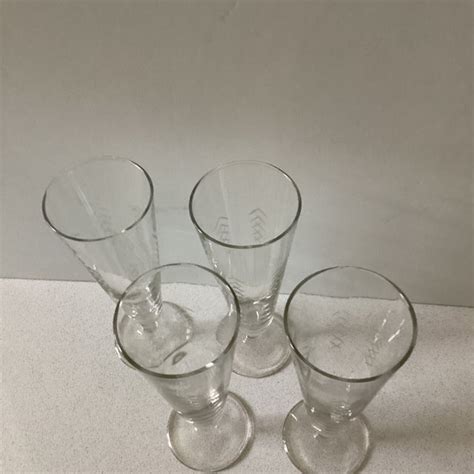 Vintage 1950s Mid Century Modern Set Of 4 Rain By Javit Etched Crystal