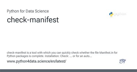 Check Manifest Python For Data Science