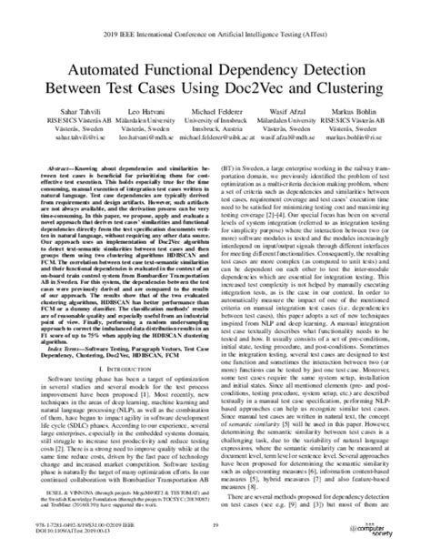 Pdf Automated Functional Dependency Detection Between Test Cases