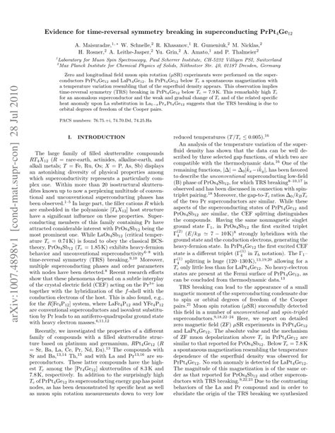 Pdf Evidence For Time Reversal Symmetry Breaking In Superconducting