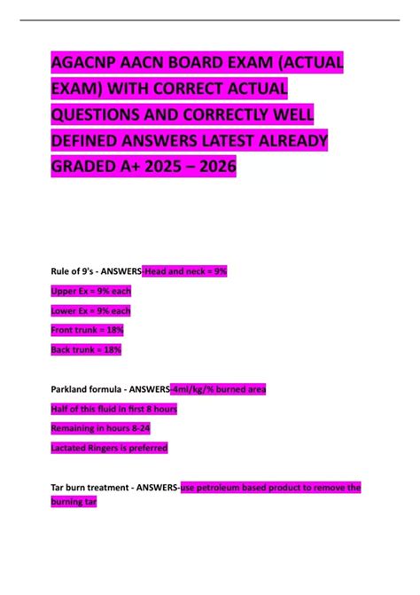 Agacnp Aacn Board Exam Actual Exam With Correct Actual Questions And Correctly Well Defined