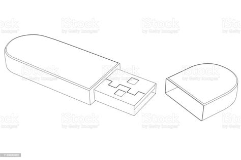 Usb 플래시 드라이브 윤곽선 그리기 0명에 대한 스톡 벡터 아트 및 기타 이미지 0명 Usb 메모리 개인 장식품 Istock