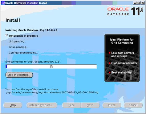 Installation d Oracle 11G et création d une base de données