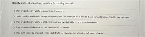 Solved Identify A Benefit Of Applying Statistical Chegg