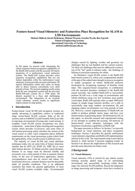 Pdf Feature Based Visual Odometry And Featureless Place Recognition