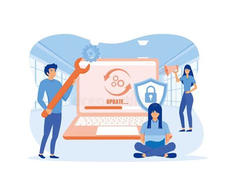 Software Update People For Mobile App Design Mobile Application Design Stock Vector
