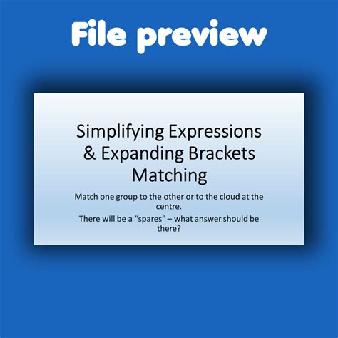 Simplifying Expressions And Expanding Brackets Matching Andy Lutwyche