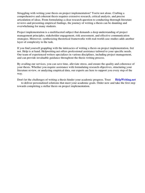 Thesis On Project Implementation Pdf