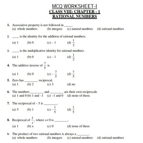 Rational Number Mathematics Assignment Teachmint