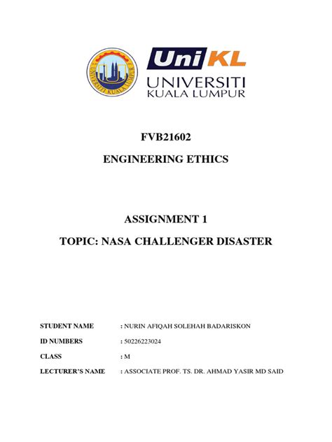 Assignment 1 Nasa Challenger Disaster Pdf
