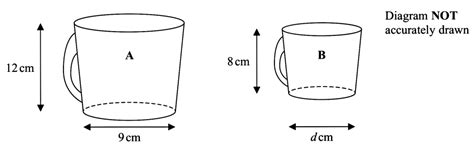 Solved Here Are Two Mathematically Similar Cups A And B A Has Height 12 Cm And Base