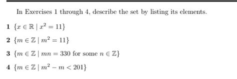 Solved In Exercises Through Describe The Set By Listing Chegg Com