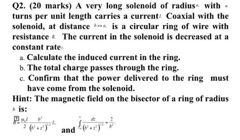 solved q1 20 marks a toroid of inner radius a and outer