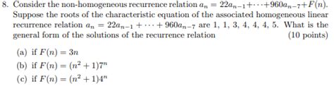 Solved 8 Consider The Non Homogeneous Recurrence Relation