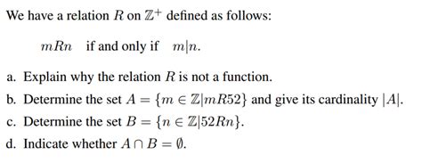 Solved We Have A Relation R On Z Defined As Follows MRn Chegg Com