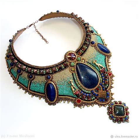Египетское колье. Купить колье с лазуритами | Handmade beaded necklaces ...