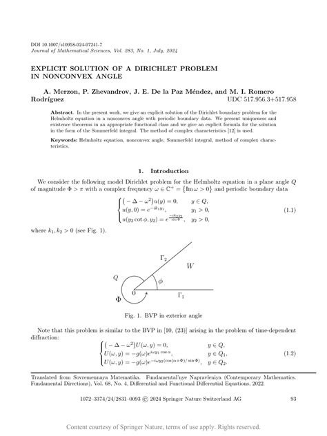 explicit solution of a dirichlet problem in nonconvex angle request pdf